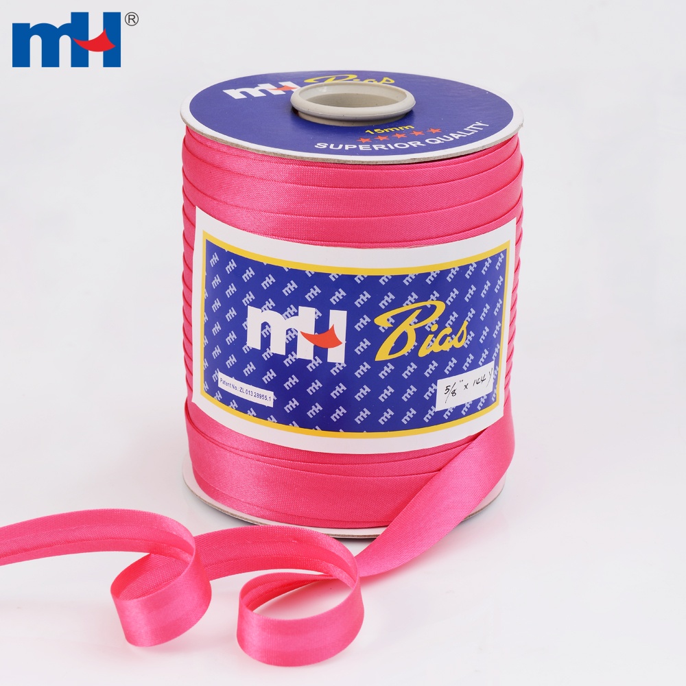 15mm Single Fold Polyester Satin Bias Binding Tape 144yds Bobbin Supplier